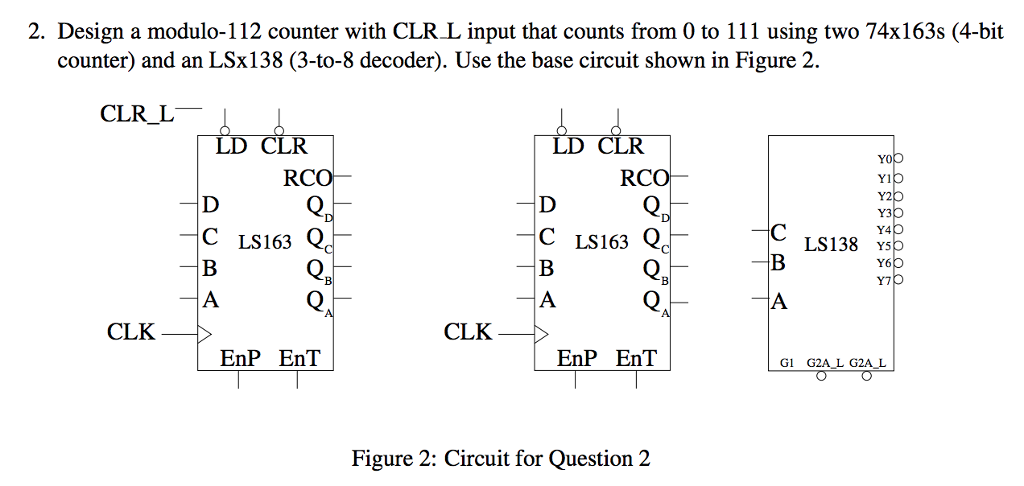 Solved 2. Design a modulo-112 counter with CLR L input that | Chegg.com