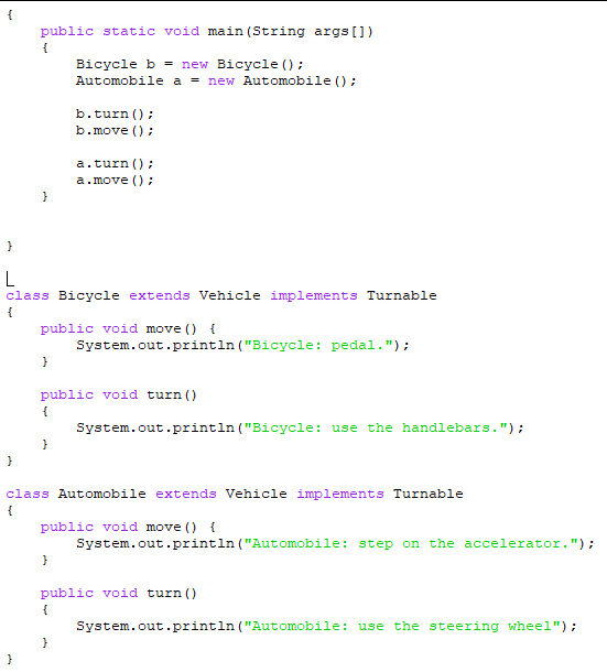 Solved Given two subclasses Bicycle and Automobile which are | Chegg.com