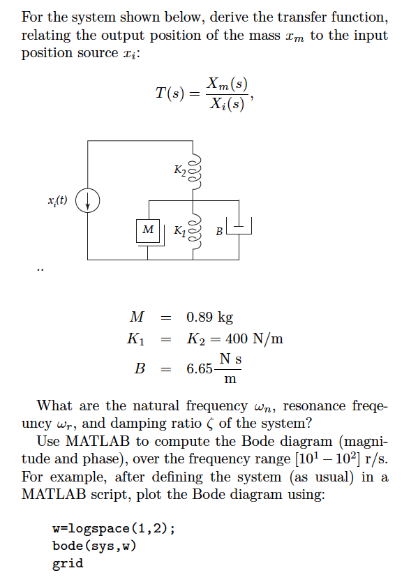 Solved For The System Shown Below Derive The Transfer 