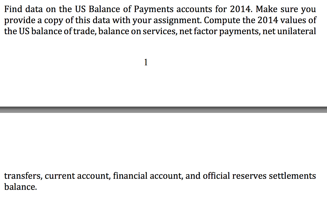 Solved Find dada on the US Balance of Payments accounts for | Chegg.com