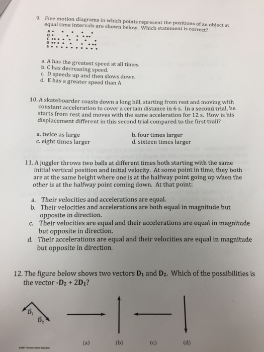 Solved Five motion diagrams in which points represent the | Chegg.com
