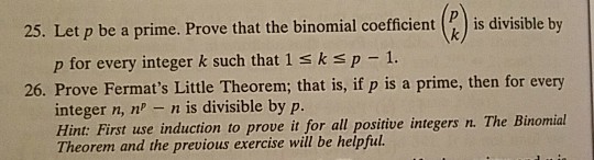Solved 25. Let p be a prime. Prove that the binomial | Chegg.com