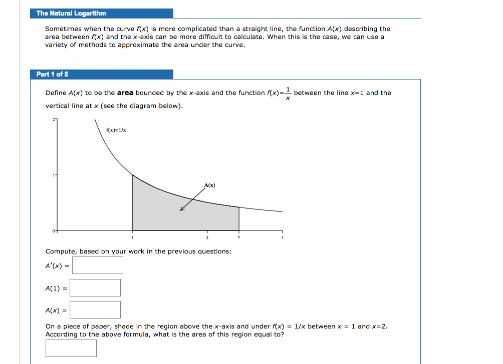 Solved Area Functions Here we will examine the area under | Chegg.com