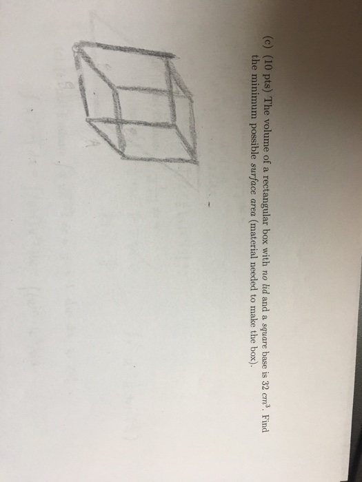 Solved The volume of a rectangular box with no lid and a | Chegg.com