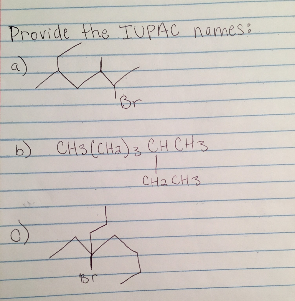 Solved Provide the IUPAC names: | Chegg.com