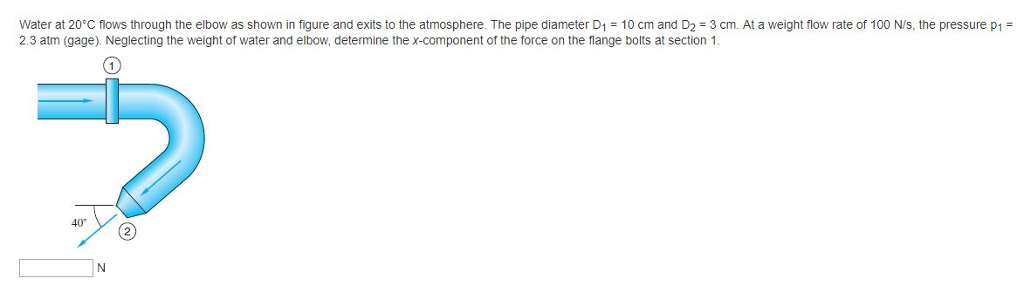 Solved Water at 20°C flows through the elbow as shown in | Chegg.com