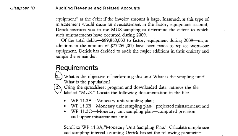 Module IV: MUS Sampling- Factory Equipment Additions | Chegg.com