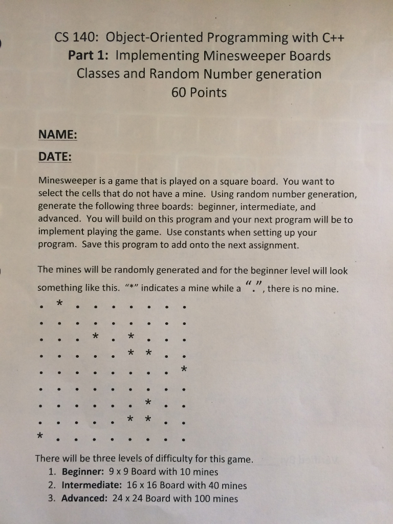 Solved CS 140: Object-Oriented Programming with C++ Part 1: | Chegg.com