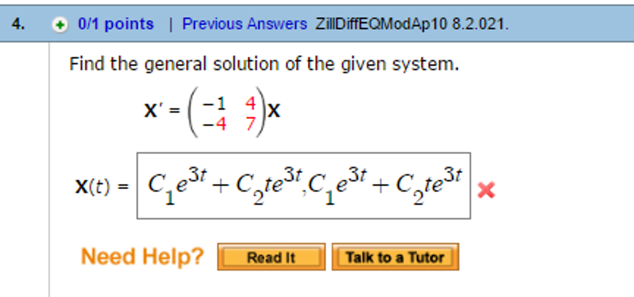 Solved Find the general solution of the given system. X' = | Chegg.com