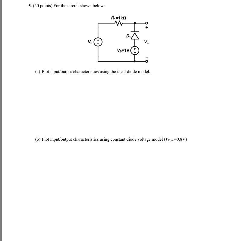 Solved 5 20 Points For The Circuit Shown Below V A
