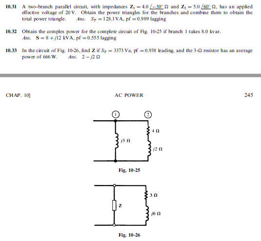 Solved A two-branch parallel arcuit, with impedances | Chegg.com