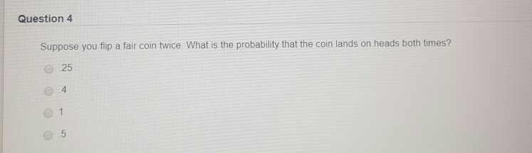 Solved Question 4 Suppose you flip a fair coin twice What is | Chegg.com