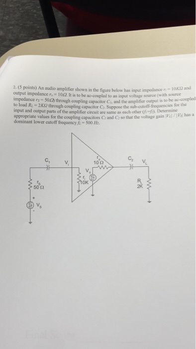 An audio amplifier shown in the figure below has | Chegg.com