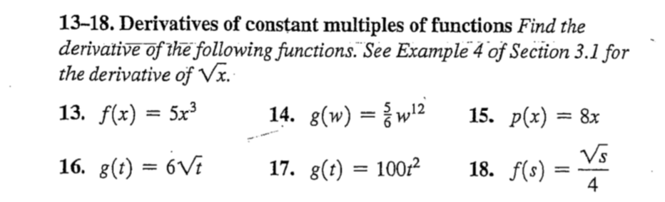 Solved 13-18. Derivatives of constant multiples of functions | Chegg.com