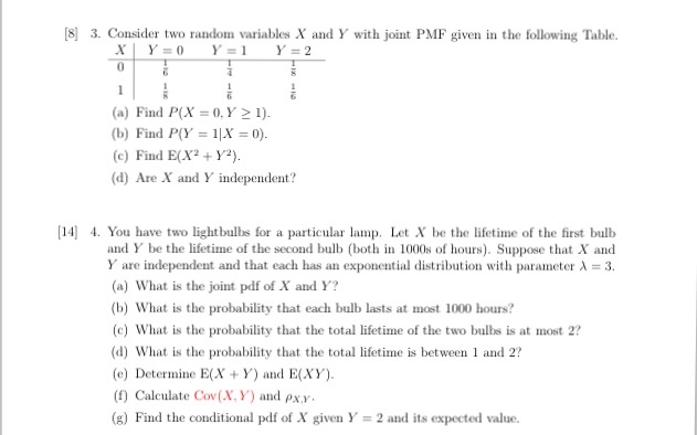 Solved Consider two random variables X and Y with joint PMF | Chegg.com