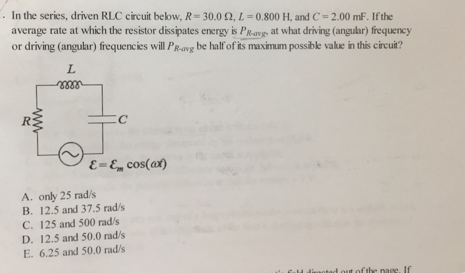 Solved In the series, driven RLC circuit below, R 30.0 | Chegg.com