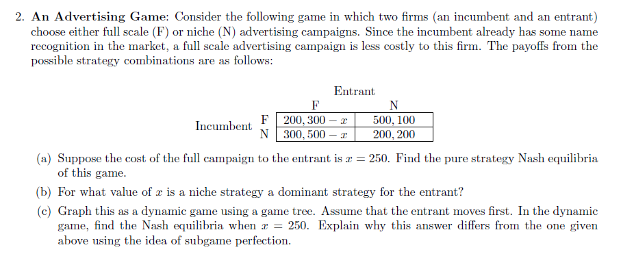Solved Consider the following game in which two firms (an | Chegg.com
