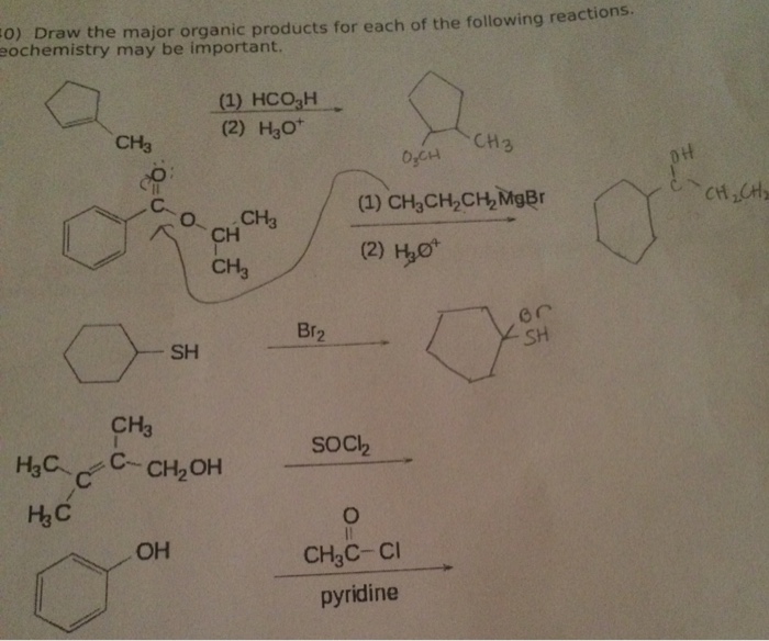 Solved Draw the major organic products for each of the | Chegg.com