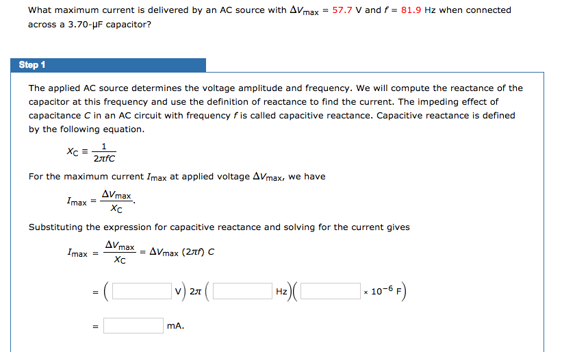 Solved what maximum current is delivered by an AC source | Chegg.com