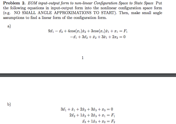 EOM input-output form to non-linear Configuration | Chegg.com