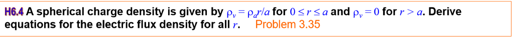 Solved A spherical charge density is given by rho_v = rho_a | Chegg.com