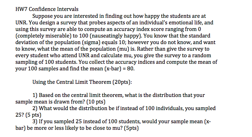 Solved HW7 Confidence Intervals Suppose you are interested | Chegg.com