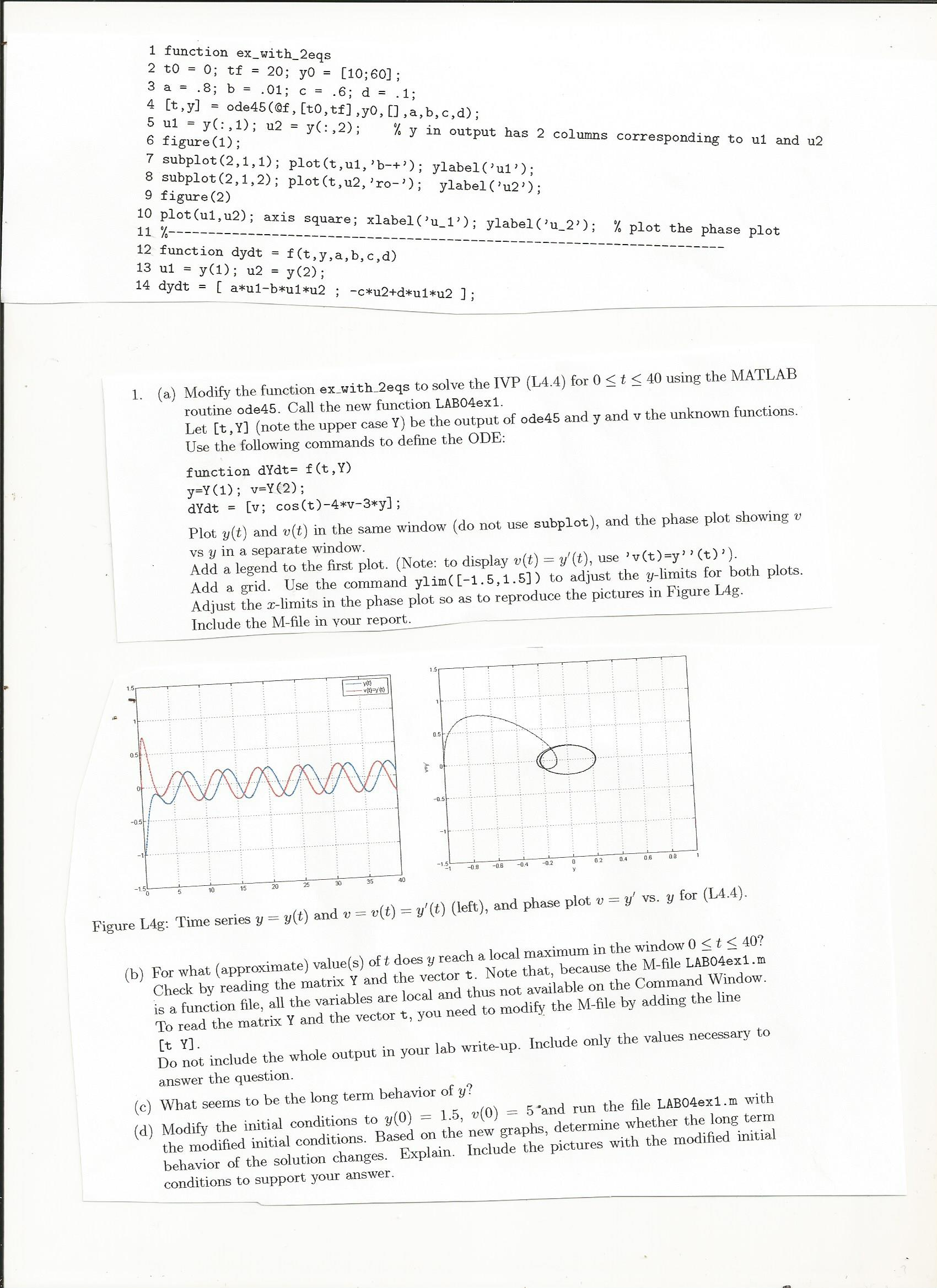 Modify the function ex_with_2eqs to solve the I VP | Chegg.com