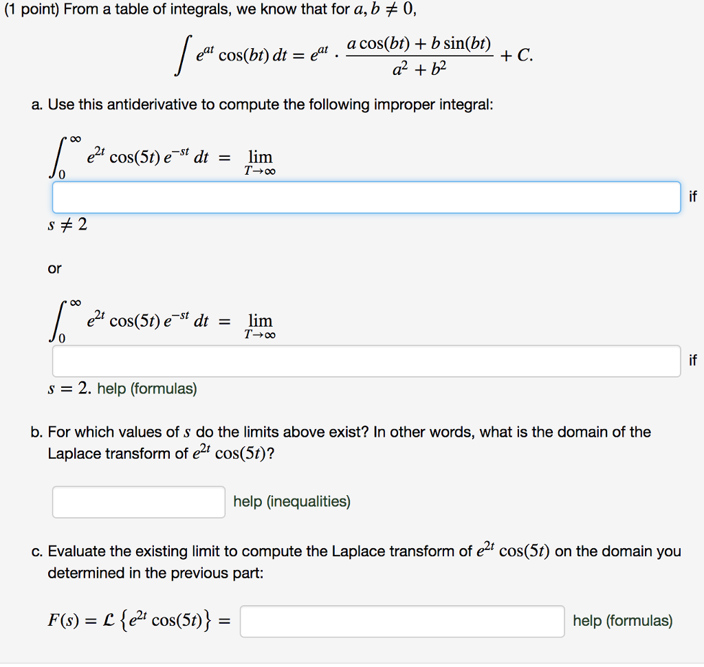 Solved From a table of integrals, we know that for a, b | Chegg.com