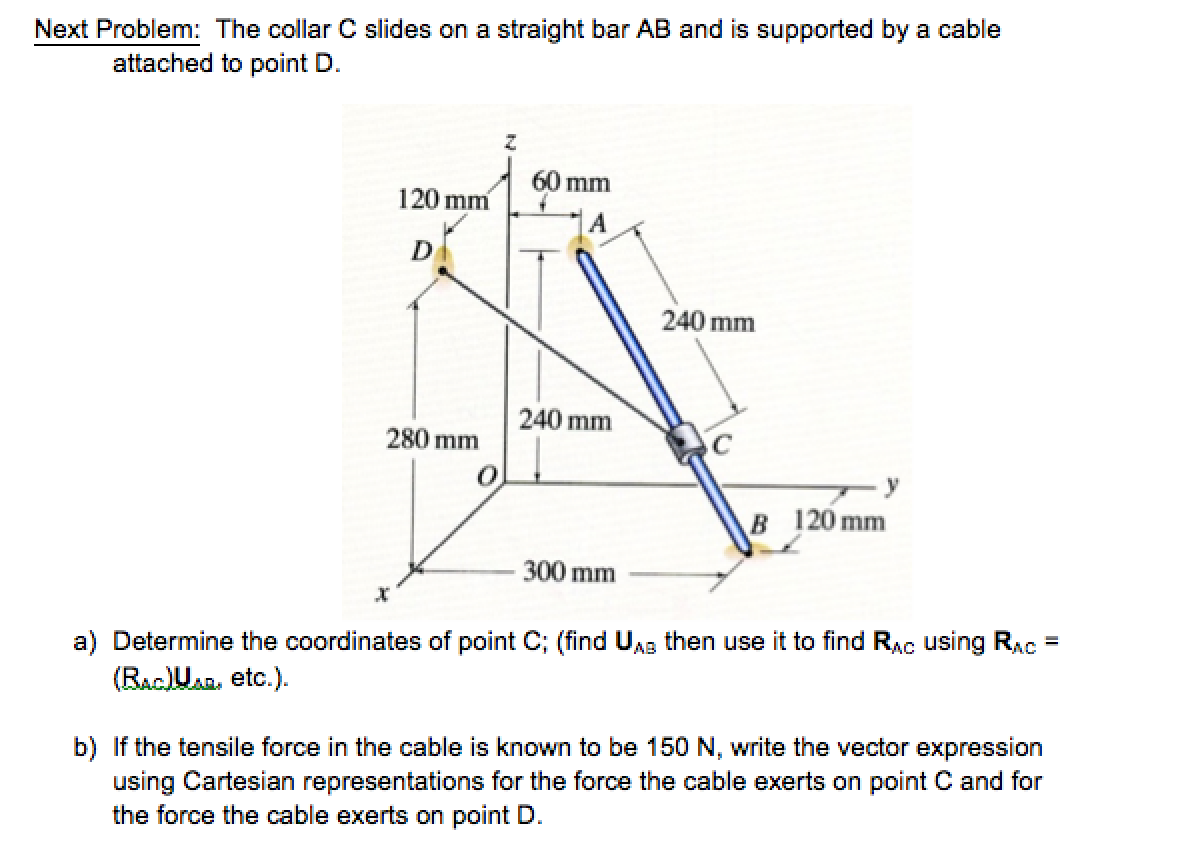 The collar C slides on a straight bar AB and is | Chegg.com