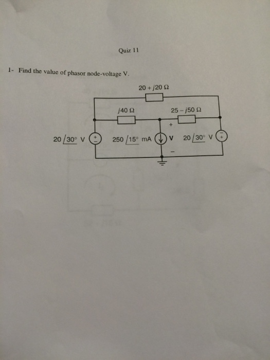 Solved Find the volume of phasor node-voltage V. | Chegg.com