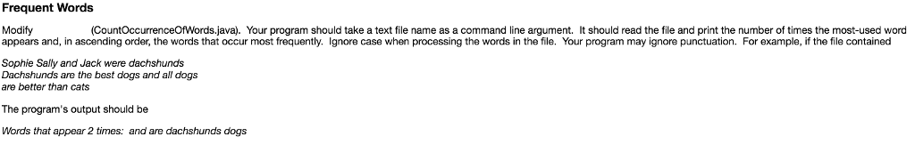 Solved Frequent Words Modify CountOccurrenceOfWords java. | Chegg.com