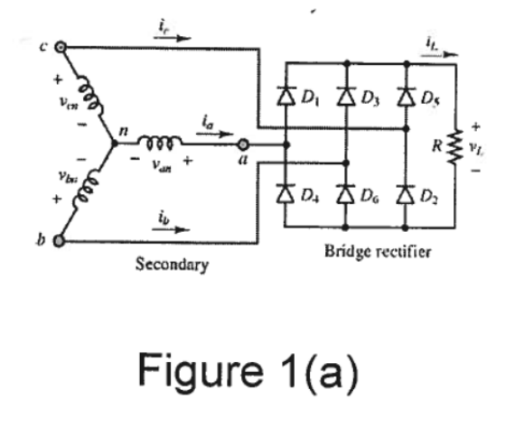 Solved 4. The three-phase diode bridge rectifier is shown in | Chegg.com