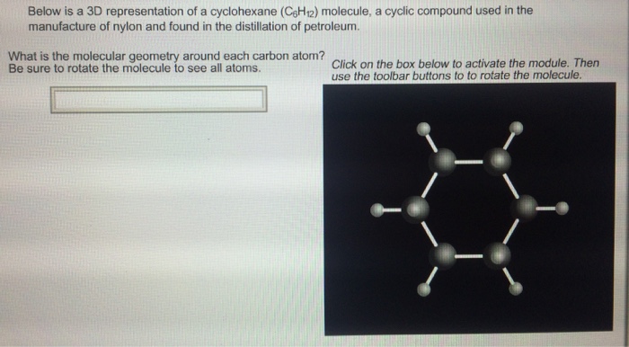 Solved Below is a 3D representation of a cyclohexane (C6H12) | Chegg.com