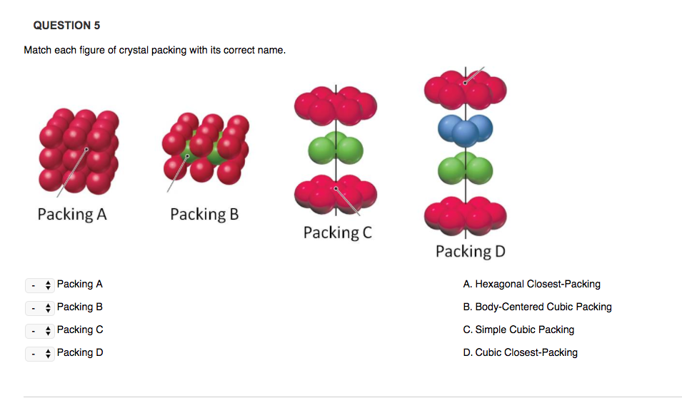 Solved Match each figure of crystal packing with its correct | Chegg.com
