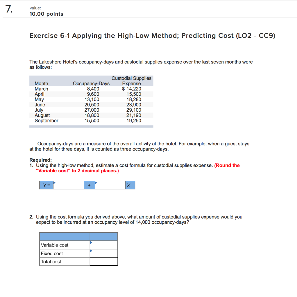 Solved 7. value 10.00 points Exercise 6-1 Applying the | Chegg.com