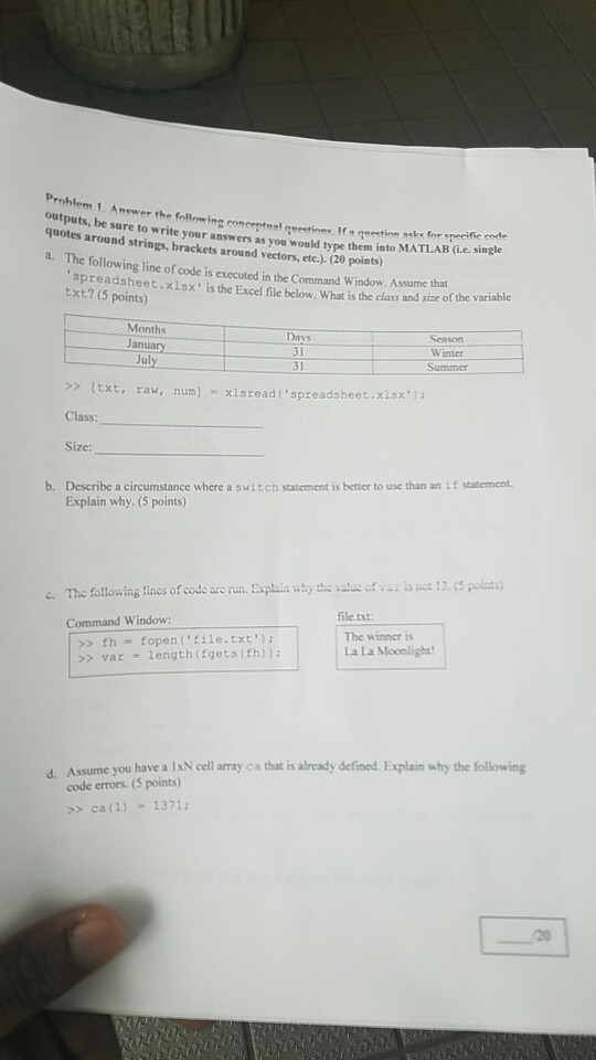 Solved Problem 1. Answer the f outputs, be sure to write | Chegg.com
