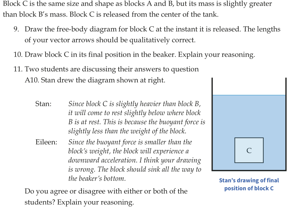 Solved Block C is the same size and shape as blocks A and B, | Chegg.com