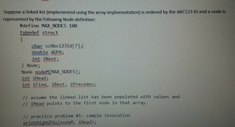 Solved Suppose a linked list (implemented using the array | Chegg.com