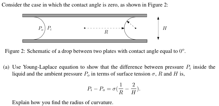 Solved Consider the case in which the contact angle is zero, | Chegg.com