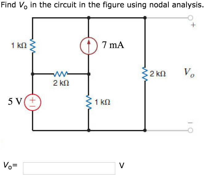 Solved Find Vo in the circuit in the figure using nodal | Chegg.com