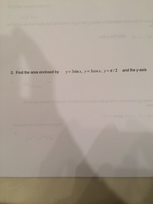 Solved Find the area enclosed by y = 3sinx, y = 3cos x, y = | Chegg.com