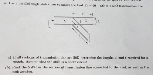 Solved Use a parallel single stub tuner to match the load | Chegg.com