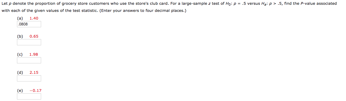 Solved Let p denote the proportion of grocery store | Chegg.com