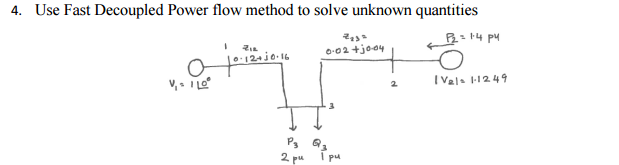 Use Fast Decoupled Power flow method to solve unknown | Chegg.com
