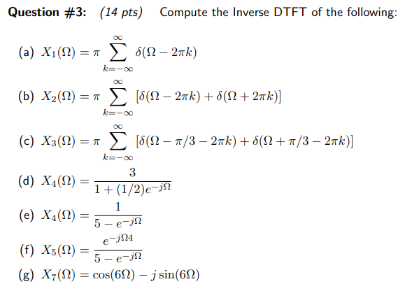 Solved Question #3: (14 pts) Compute the inverse DTFT of the | Chegg.com