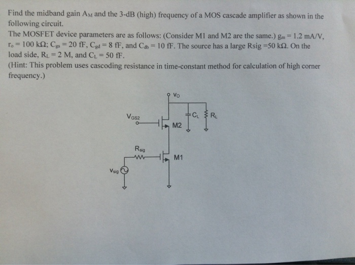 Find the midband gain AM and the 3-dB (high) | Chegg.com