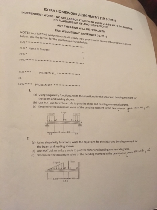 Solved Using singularity functions, write the equations for | Chegg.com