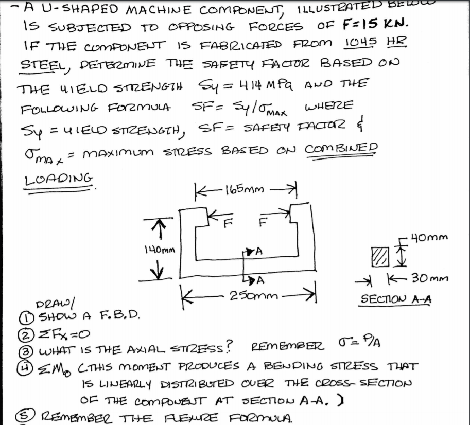 Solved A U- SHAPED MACHINE COMPONENT, ILLUSTRATED BELOW IS | Chegg.com