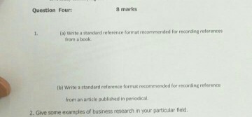 Write a standard reference format recommended for | Chegg.com
