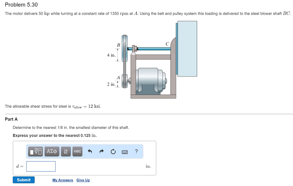 Solved Problem 5.30 The motor delivers 50 hp while turning | Chegg.com